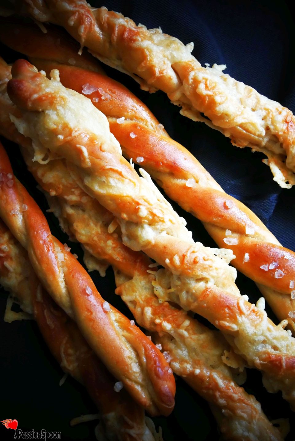 Homemade braided breadsticks; salt & cheese - PassionSpoon recipes