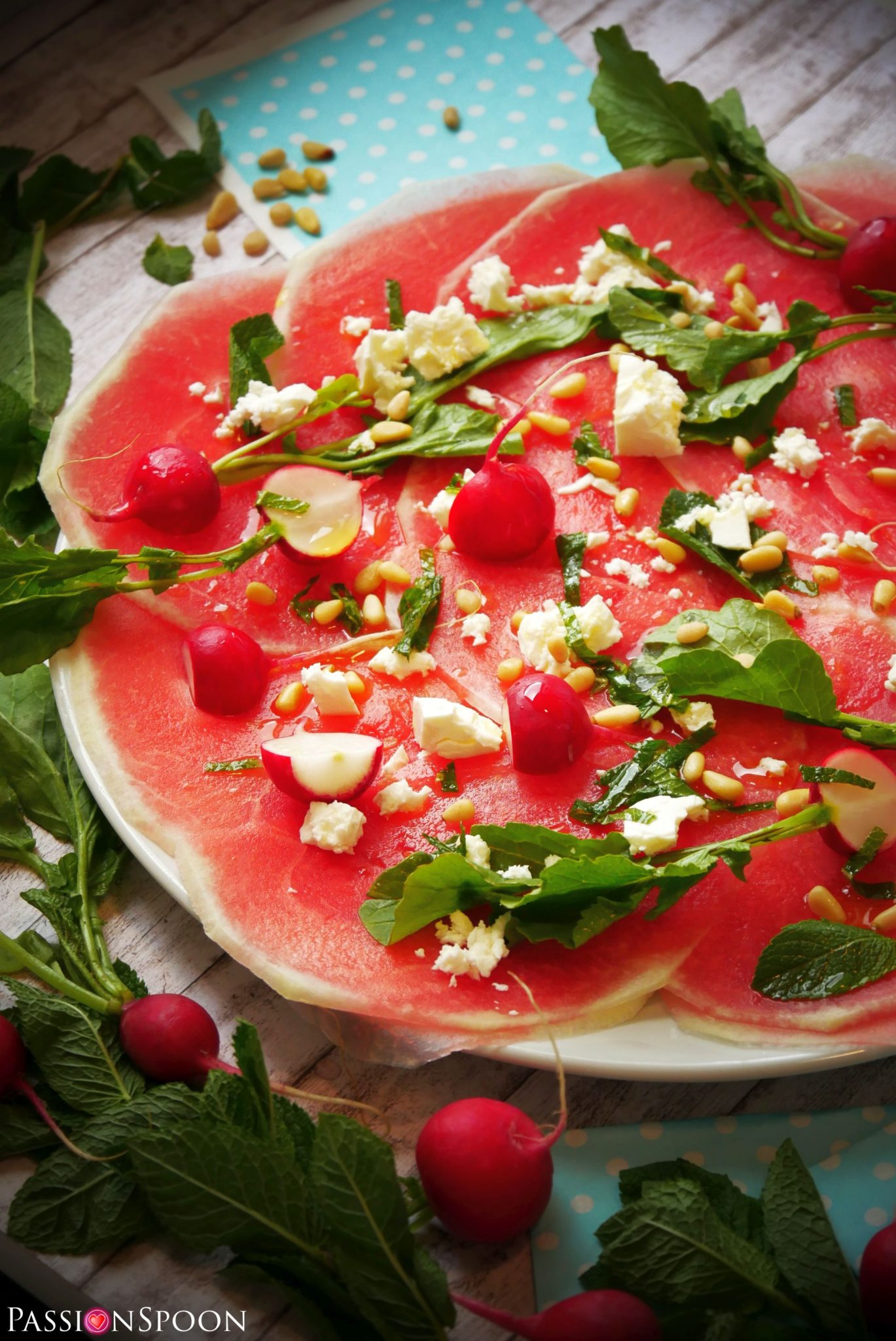 Watermelon carpaccio; healthy summer dish - PassionSpoon recipes