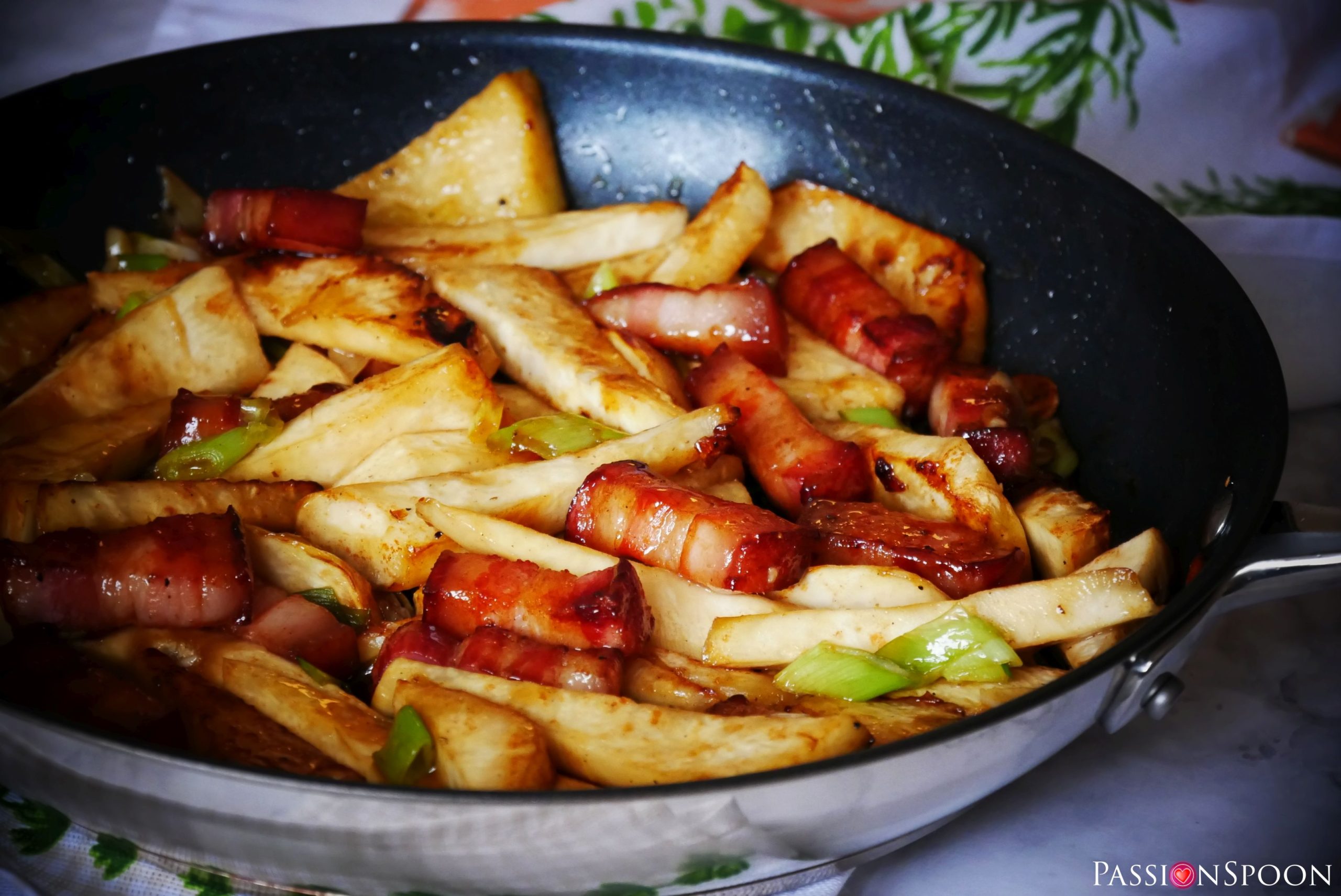 Sticky celery-pork belly bites, with teriyaki sauce - PassionSpoon
