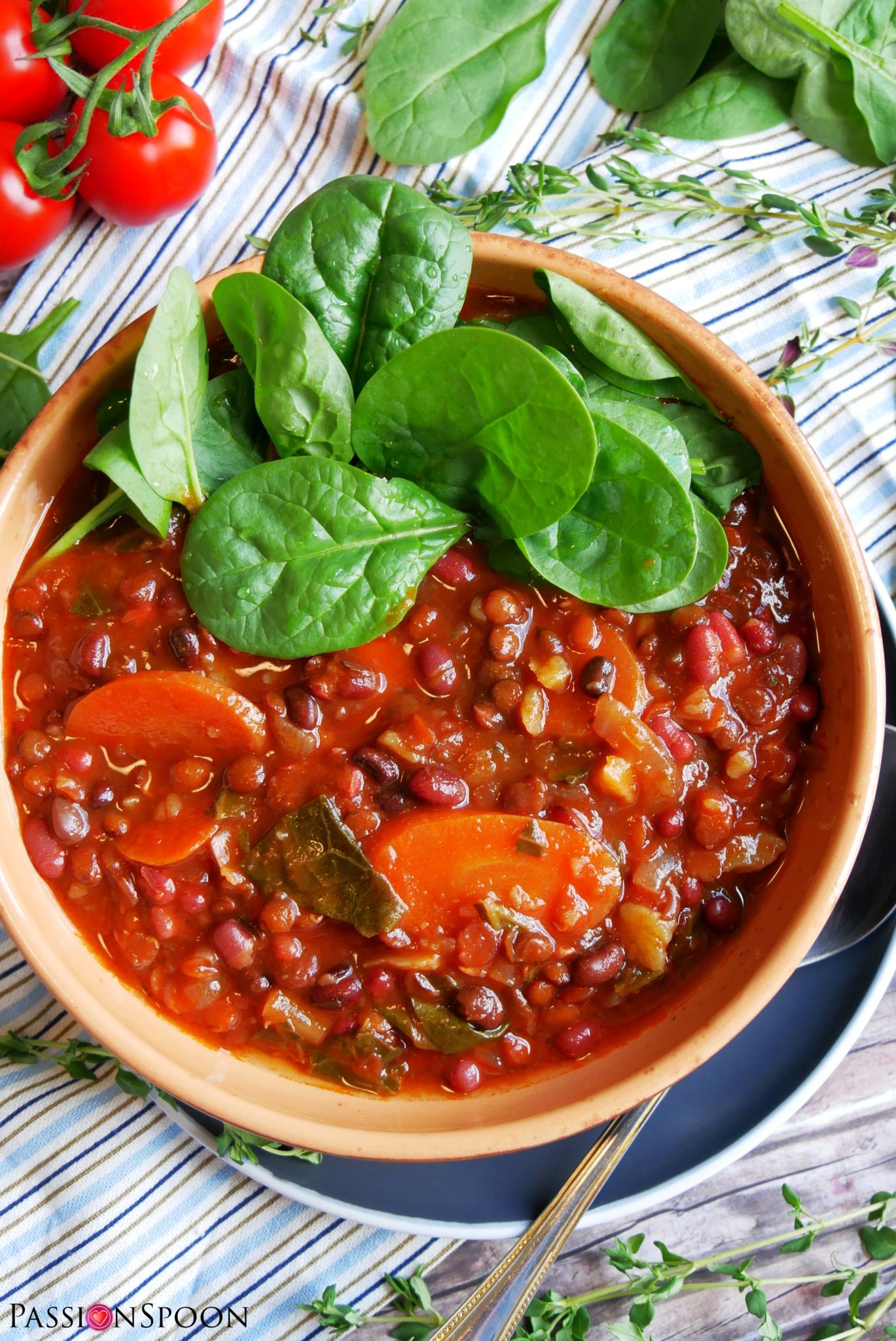 Hearty lentil bean stew - PassionSpoon